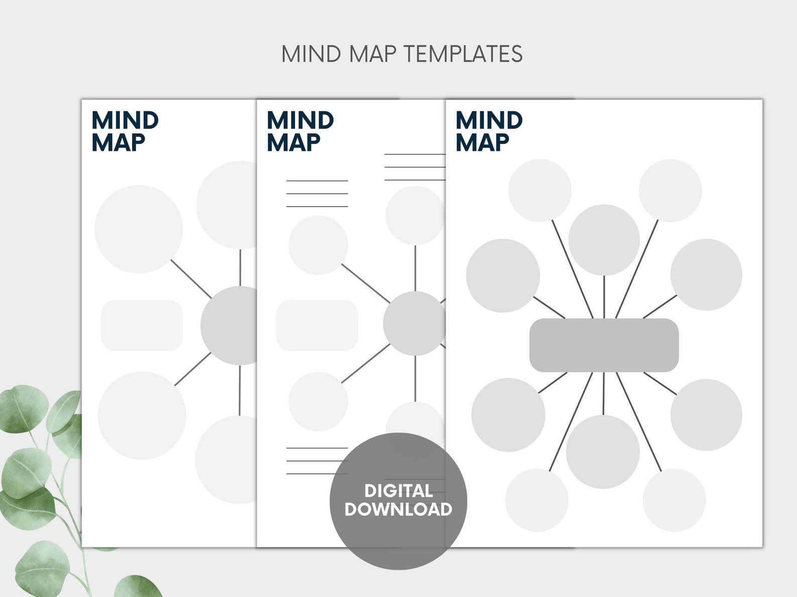Mind Map Template,minimalistic Brainstorm Printable, Brainstorming ...