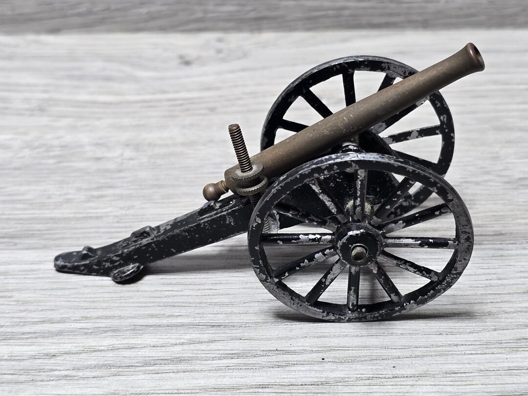 Vintage Cast Iron & Brass 4 Military Artillery Cannon Paperweight Japan ...