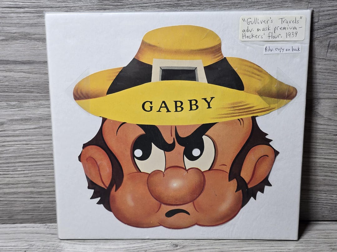 1939 Gulliver's Travels Gabby Mask Heckers' Flour Premium Halloween - Etsy