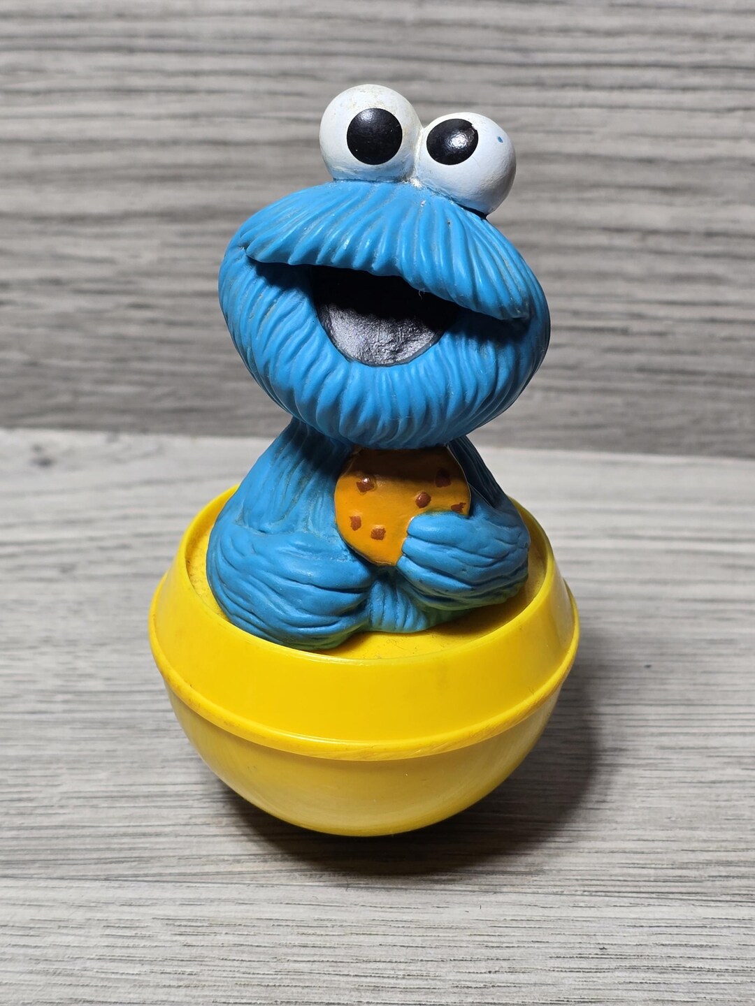 1990 Sesame Street Cookie Monster Webble Wobble Roly Poly 4" Collector ...