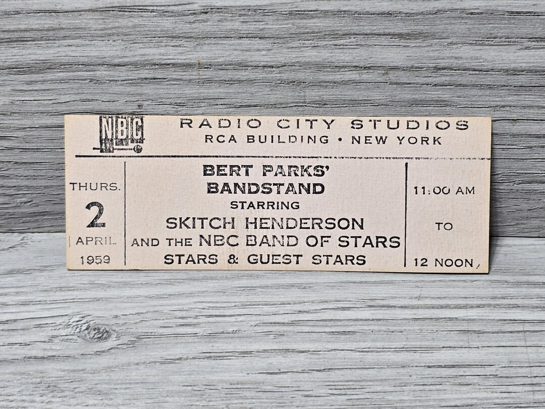 1959 NBC Bert Parks Bandstand Skitch Henderson Ticket Radio City ...