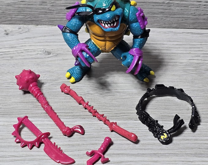 1990 TMNT Teenage Mutant Ninja Turtles Slash Action Figure Complete W ...