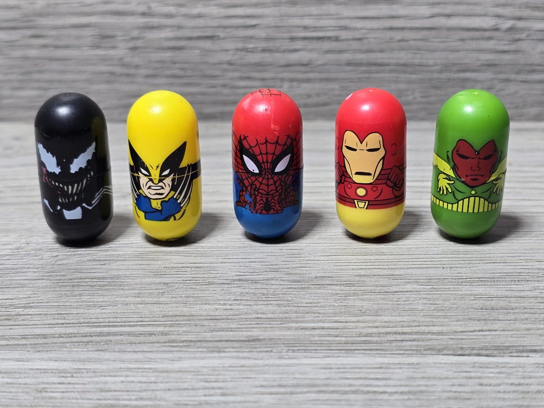 Lot of 5 Mighty Beanz Marvel Spiderman Venom Wolverine Iron Man Vision ...