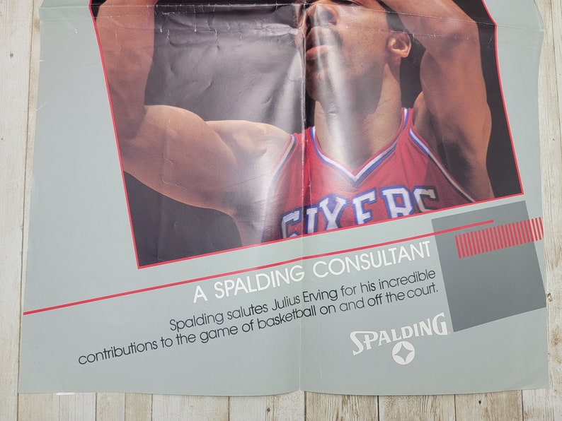 1980s Julius Erving Dr J SPALDING Poster Philadelphia 76ers - Etsy