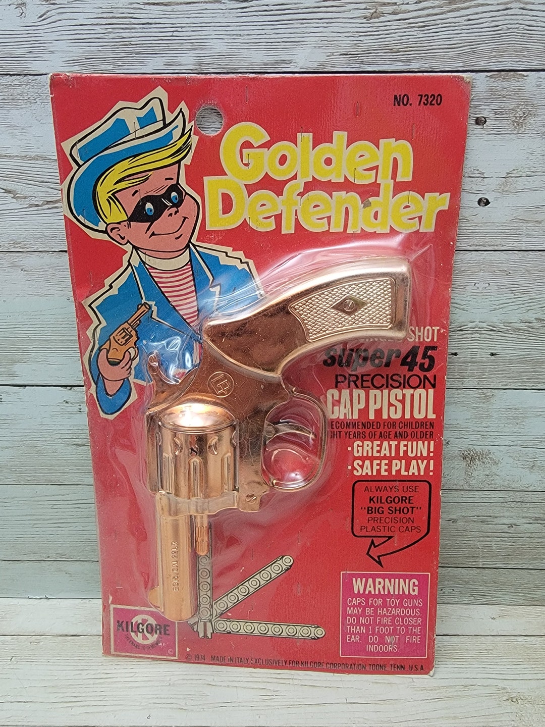 1974 Kilgore Golden Defender Super 45 Precision Toy Cap Made in Italy ...