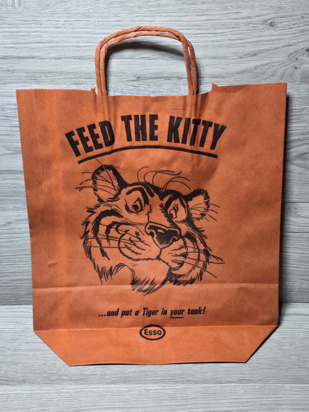 Vintage ESSO Tiger Feed the Kitty Halloween Bag With Handles Old Gas ...