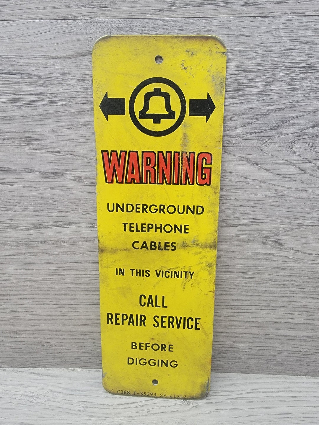 Vintage Telephone WARNING Underground Cable Metal Advertising - Etsy