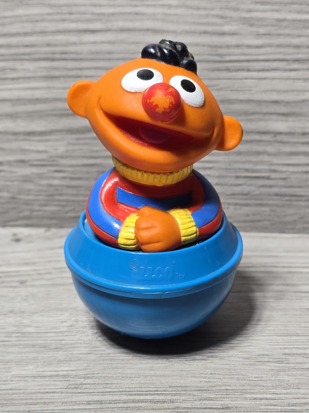 1990 Sesame Street Ernie Webble Wobble Roly Poly 4" Collector Toy Illco ...