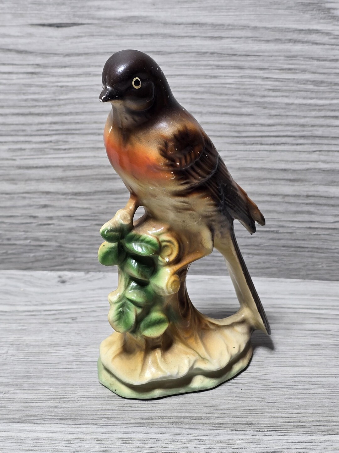 1960s Hand Painted Ceramic Robin Bird Figurine 5.5'' Tall Made in Japan ...