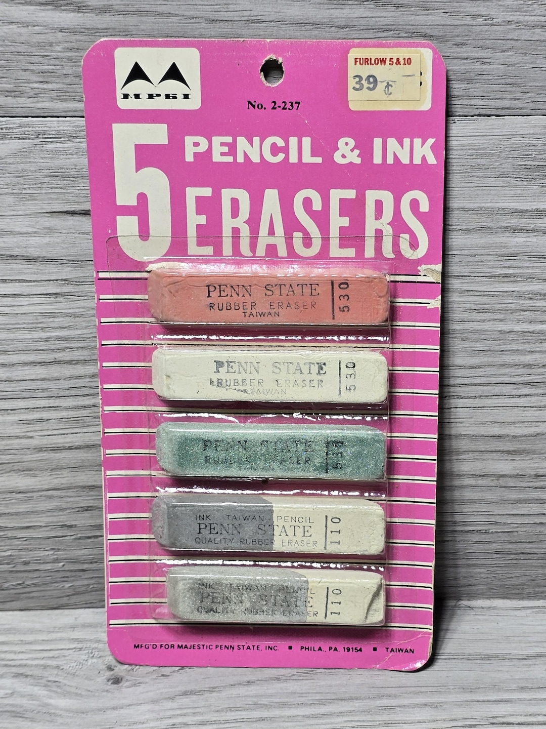 1970s Vintage Penn State Erasers - Pack of 5 in Original Sealed Package ...