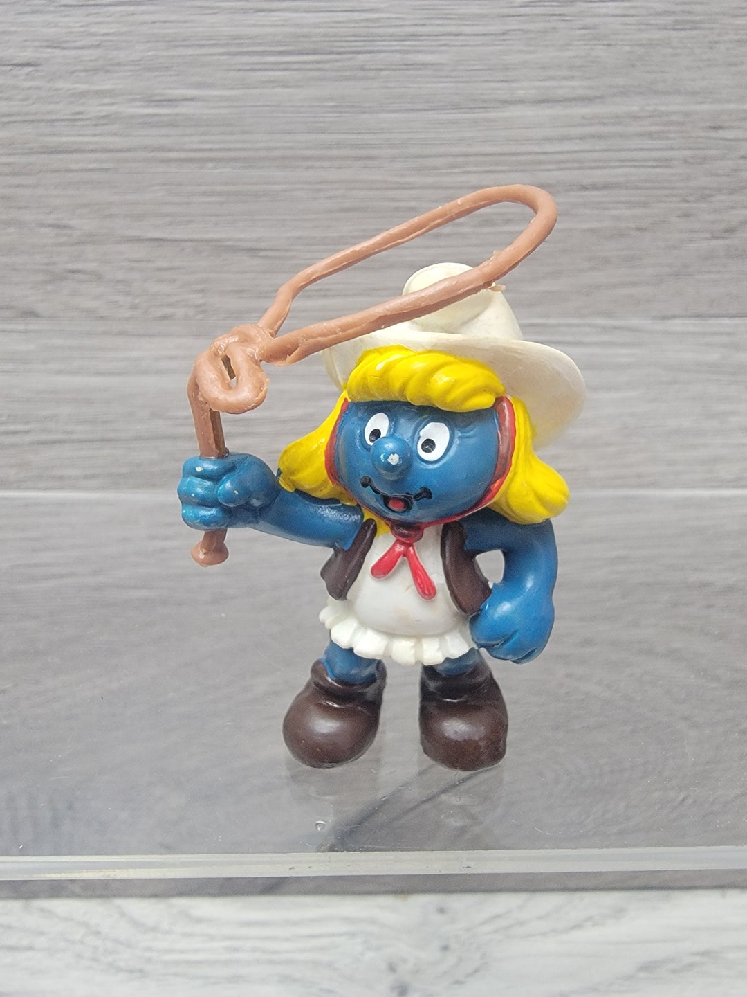 1981 Smurfette Cowgirl Rodeo Smurf Peyo Schleich Hong Kong Cowboy ...