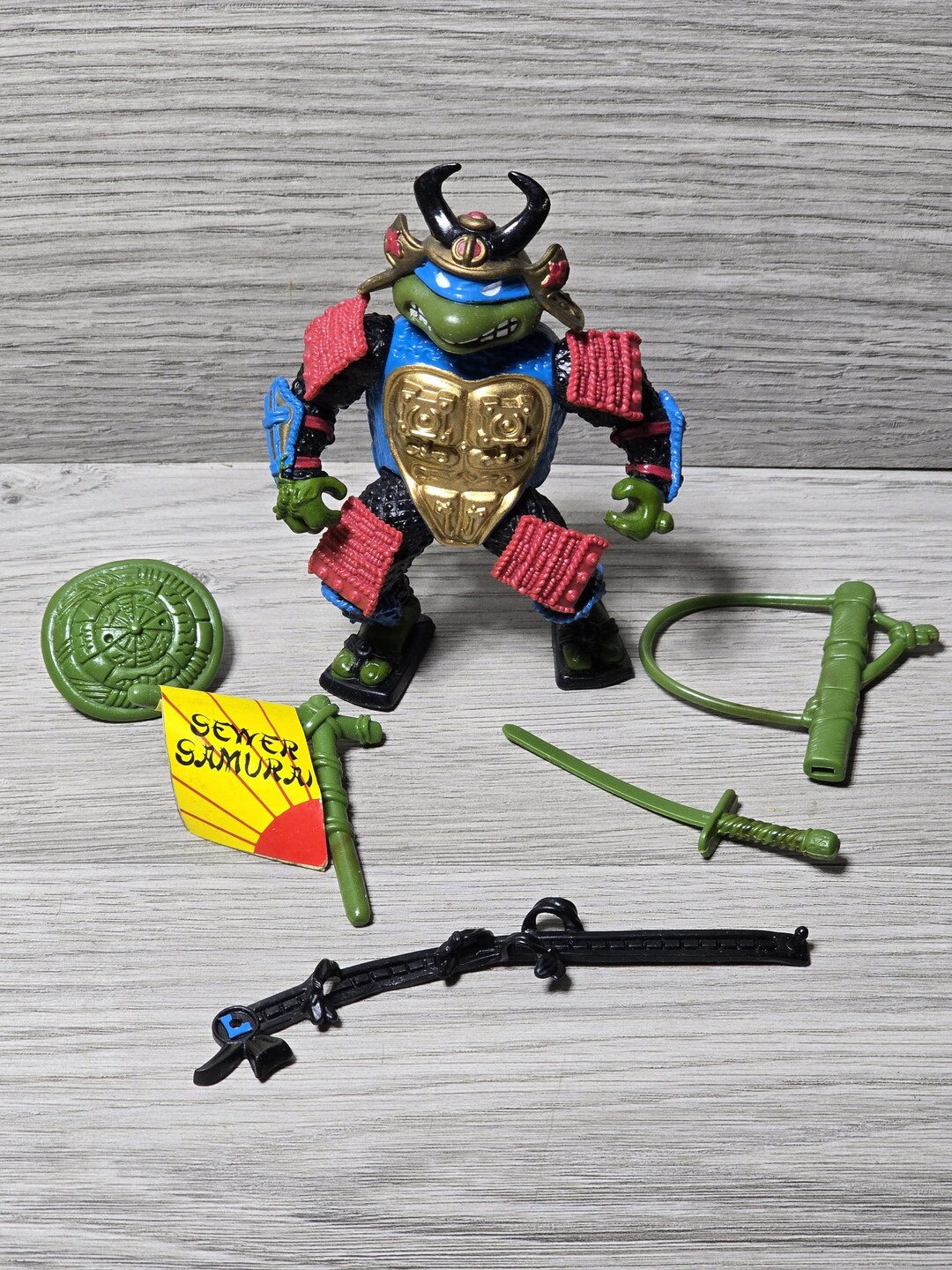 1990 TMNT Teenage Mutant Ninja Turtles Leo Sewer Samurai Complete W ...