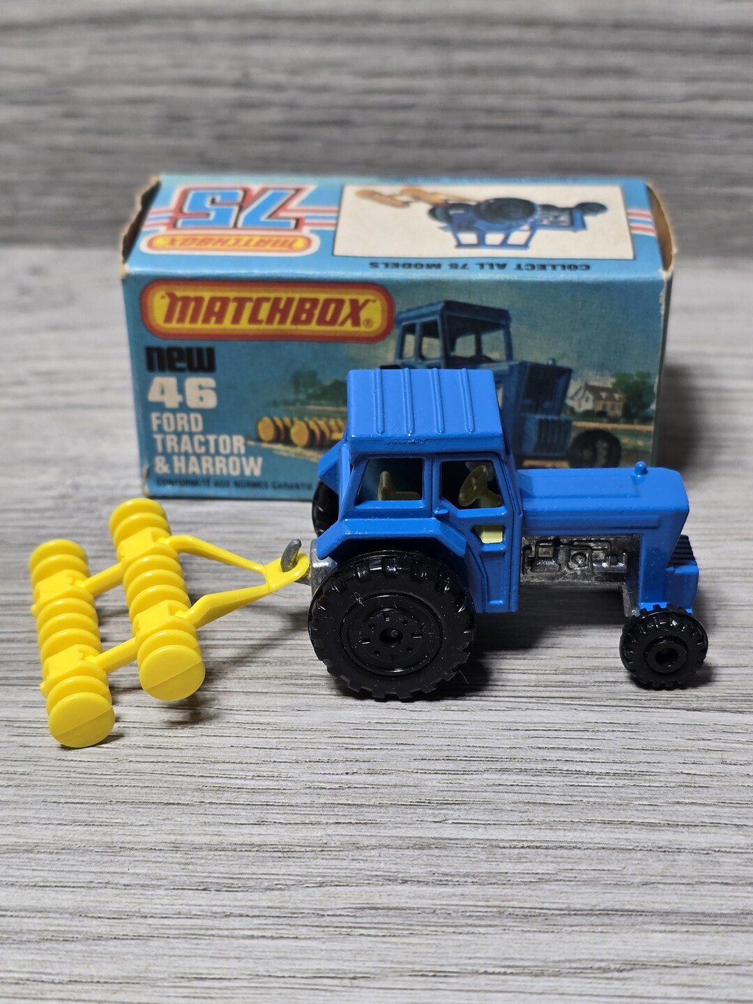 1978 Matchbox Superfast Ford Tractor and Harrow 46 in Original Box ...