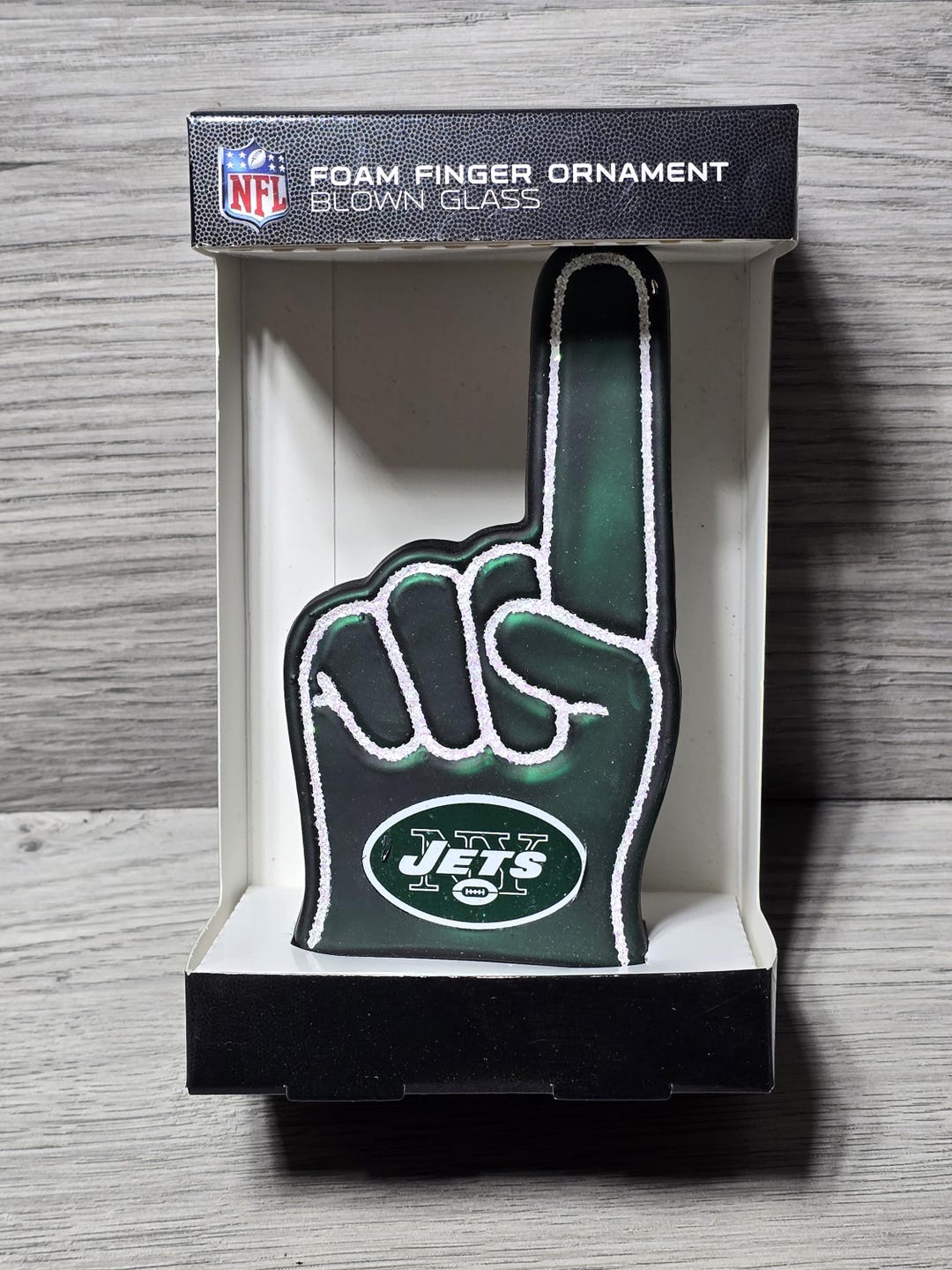 NFL Blown Glass Fan Foam Finger New York Jets Christmas Ornament 5" - Etsy