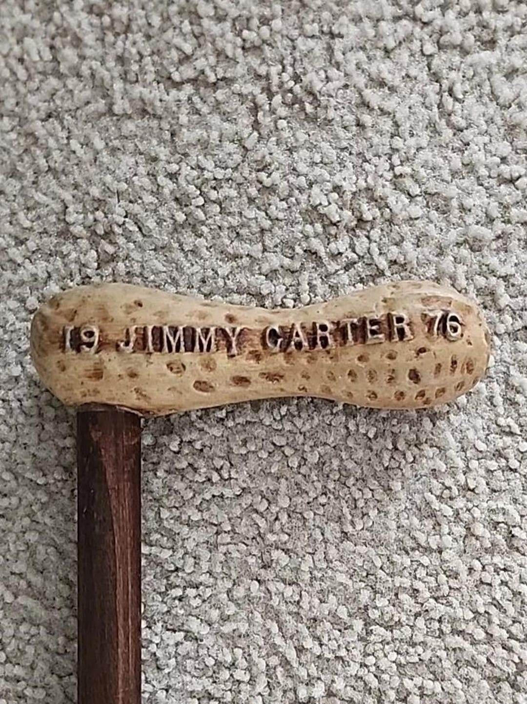 1976 Jimmy Carter for President Campaign Walking Cane With Metal Peanut ...