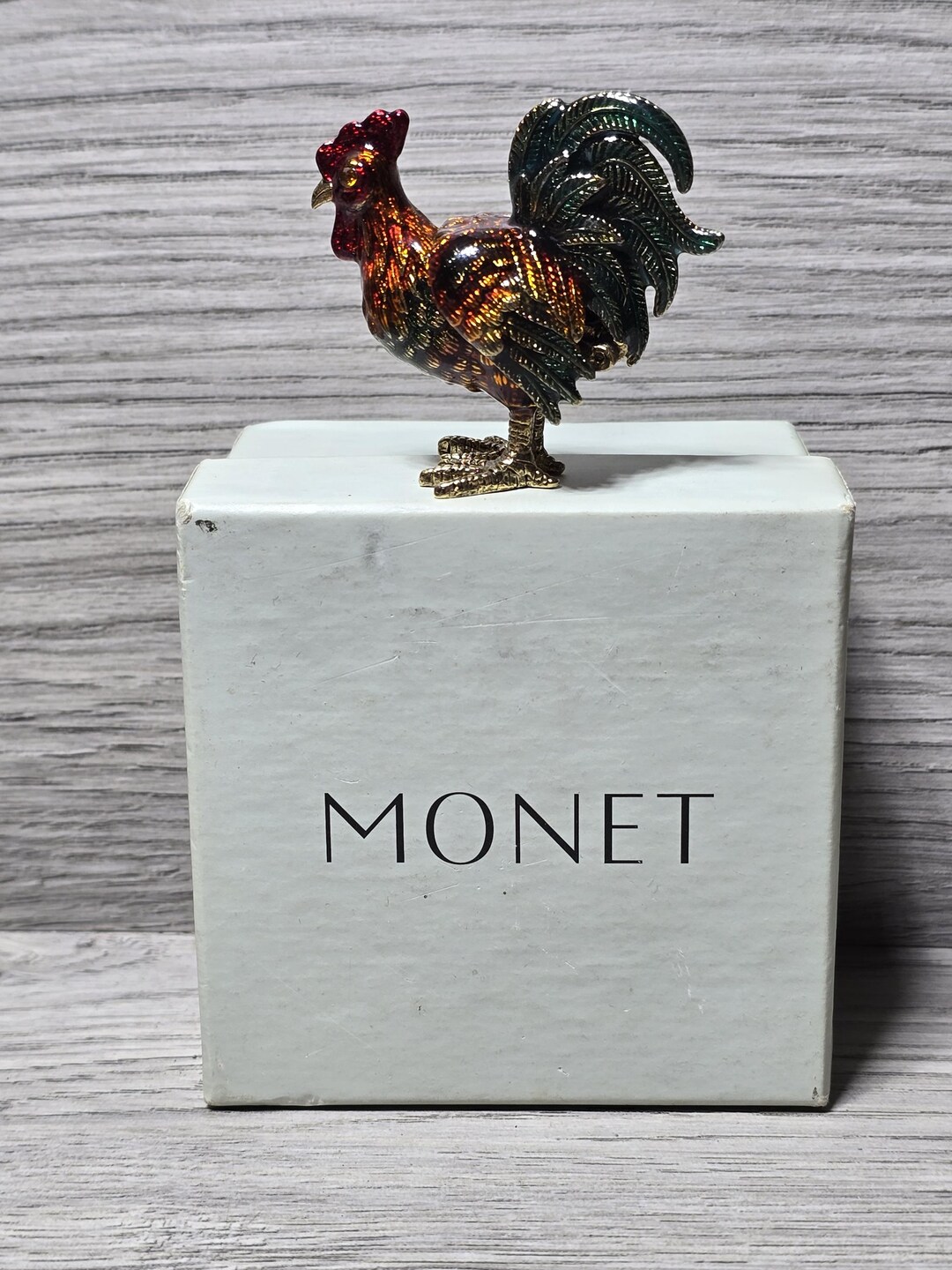 Vintage Small Collectible Monet Enamel 1.75" Rooster Trinket Box - Etsy