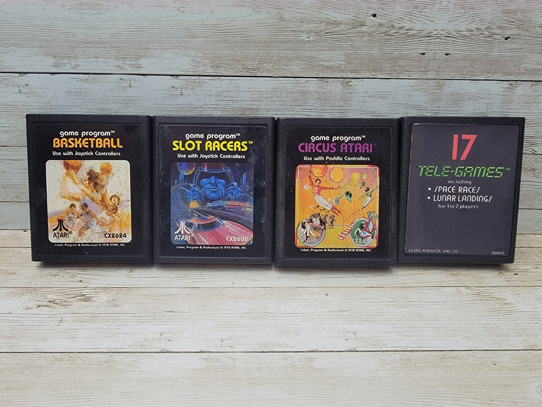 Atari 2600 Game Cartridge Lot of 4 Circus Atari Slot Racers Basketball ...