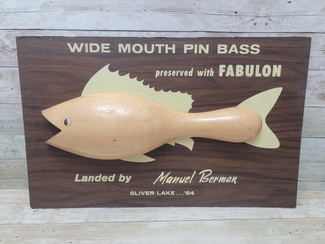 1964 Wide Mouth Bowling Pin Bass Tropy Plaque Sign 12x19" - Etsy