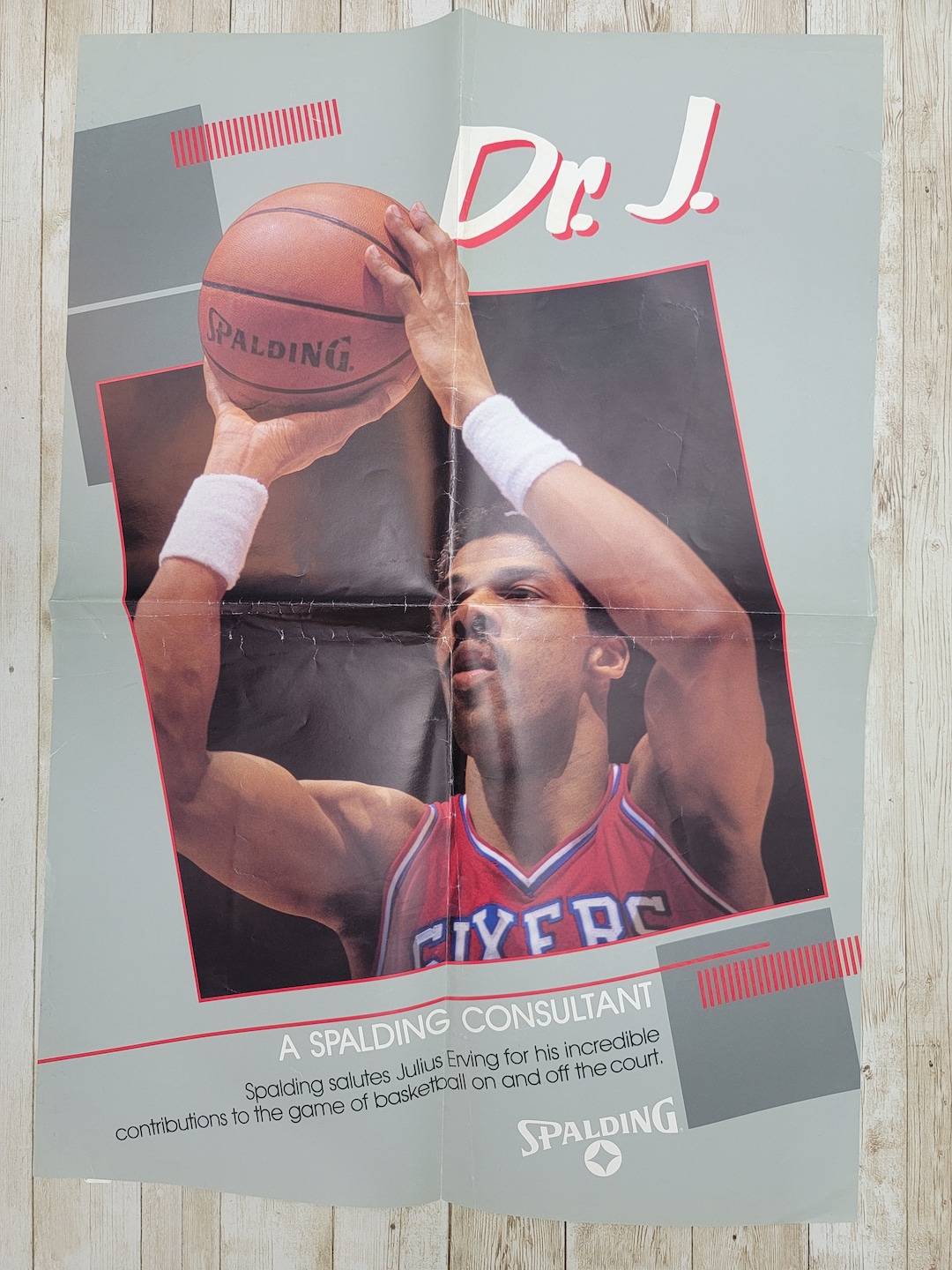 1980s Julius Erving Dr J SPALDING Poster Philadelphia 76ers NBA - Etsy