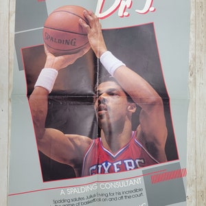 1980s Julius Erving Dr J SPALDING Poster Philadelphia 76ers NBA - Etsy