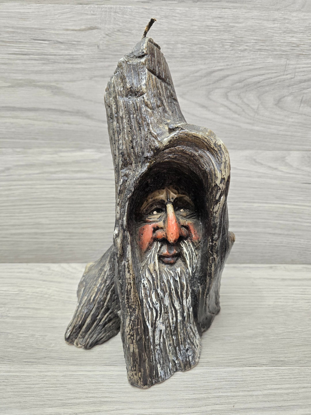 1978 Wood 'n Wax Carved Old Wizard Spirit Man in the Tree Candle ...