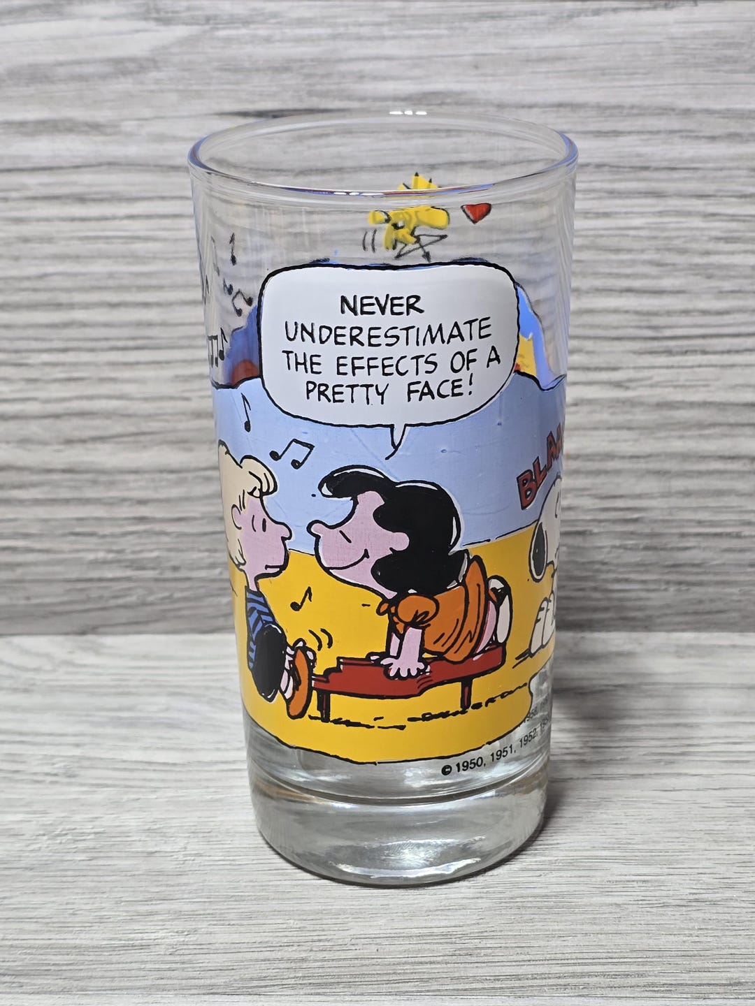 1966 Peanuts Charlie Brown Linus Lucy 5.5" Glass Tumbler Woodstock ...