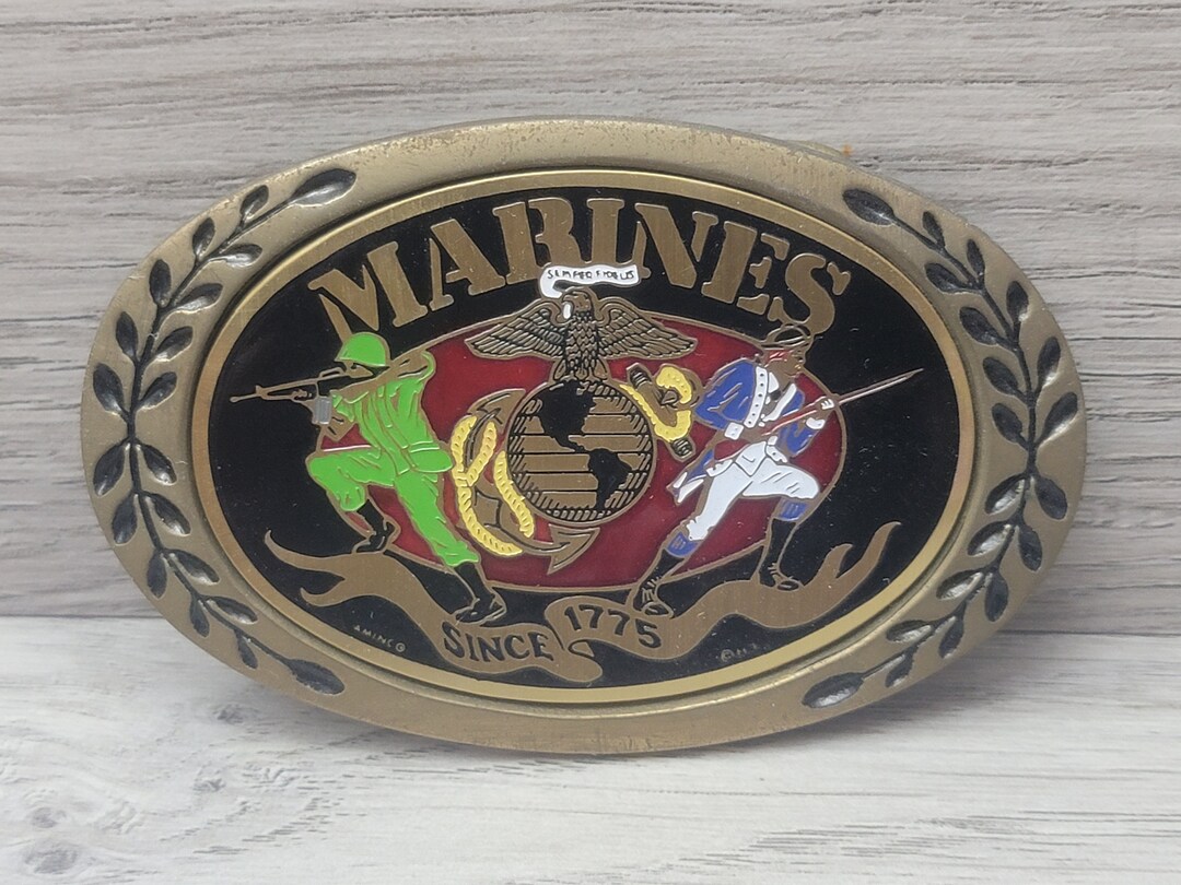 Vintage US Marines Military Solid Brass Belt Buckle Heritage Buckles - Etsy