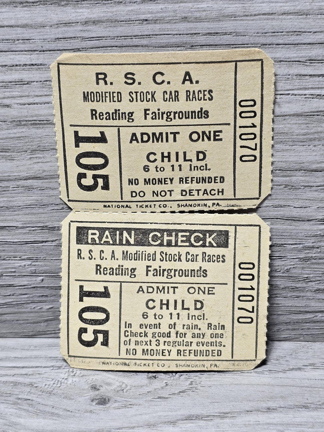 Vintage Reading Fairgrounds Modified Stock Car Races Child Ticket Stub ...