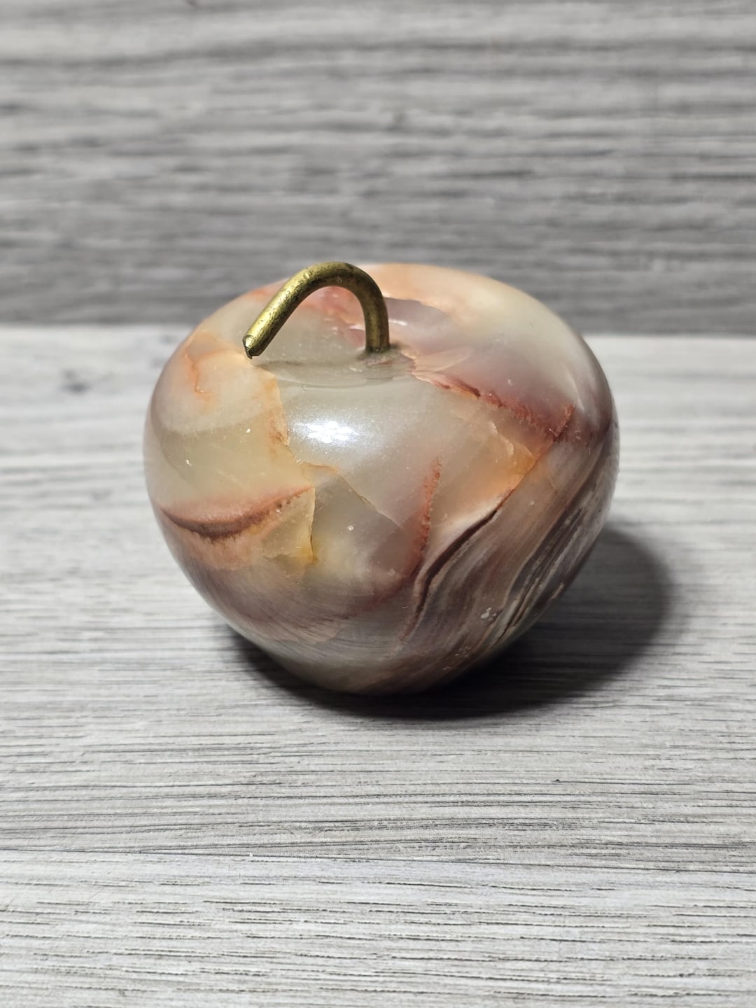 Vintage Small 2" Stone Marble Alabaster Carved Apple Paperweight ...