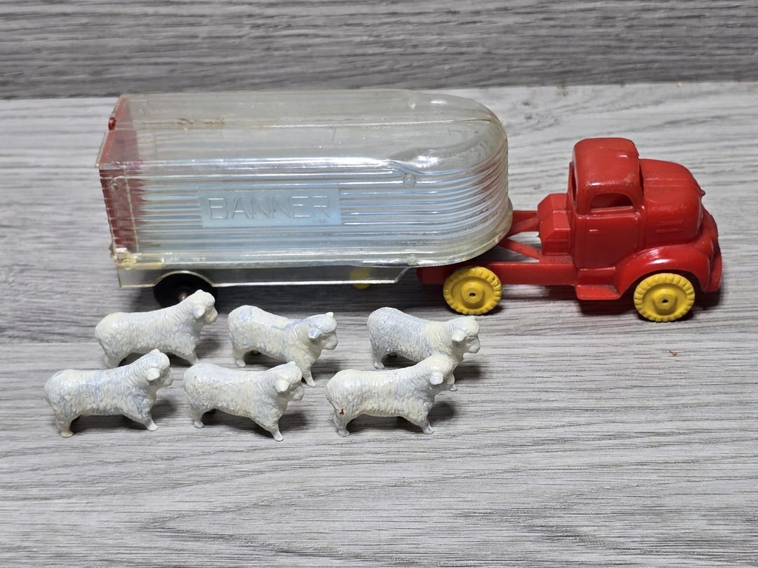 1940s 1950s Plastic Toy Banner Truck and Clear Sheep Trailer - Read ...