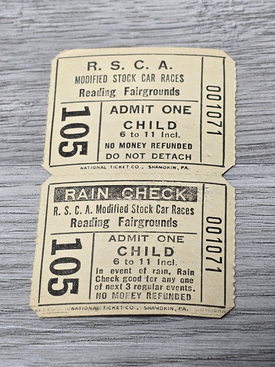 Vintage Reading Fairgrounds Modified Stock Car Races Child Ticket Stub ...