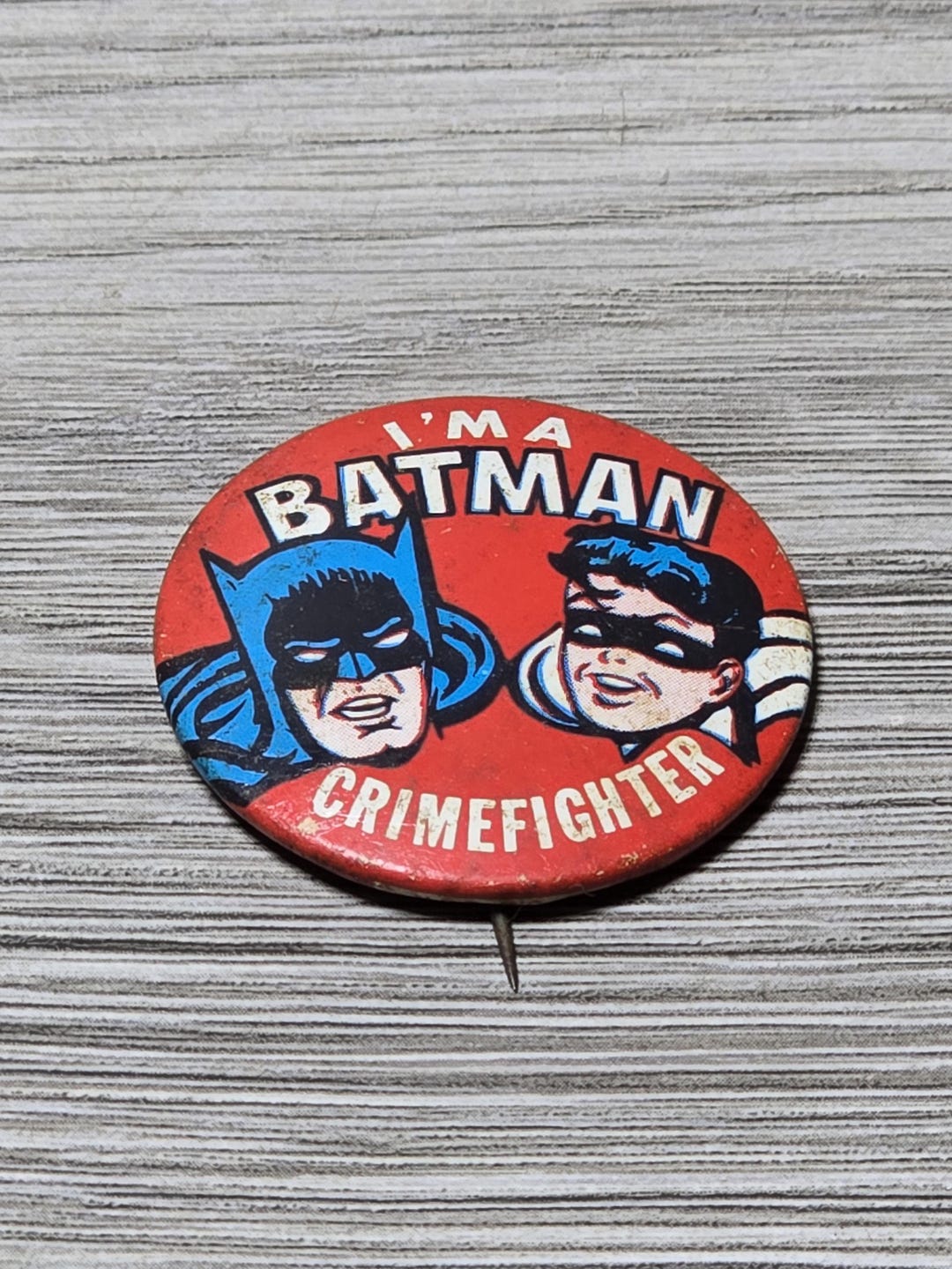 1966 Original Batman & Robin Im a Batman Crimefighter Pin Back Button ...