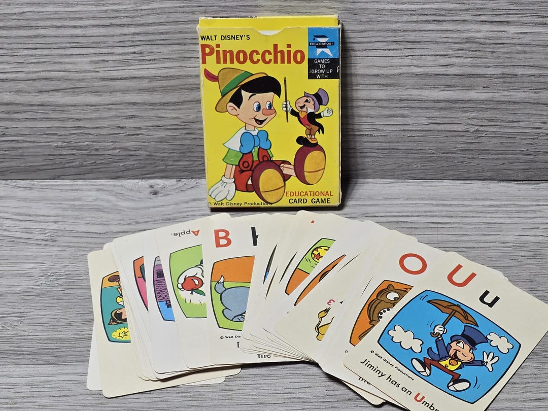 1968 Pinocchio Educational Card Game Walt Disney Productions by EDU ...