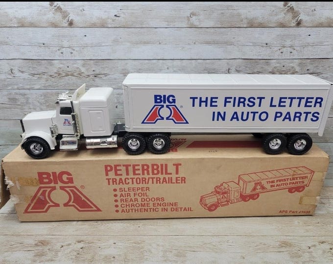 Vintage Ertl Peterbilt Pressed Steel Tractor Trailer BIG Auto Parts W ...