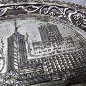 1933 World's Fair Chicago Skyline Fort Dearborn Metal Detailed Tray ...