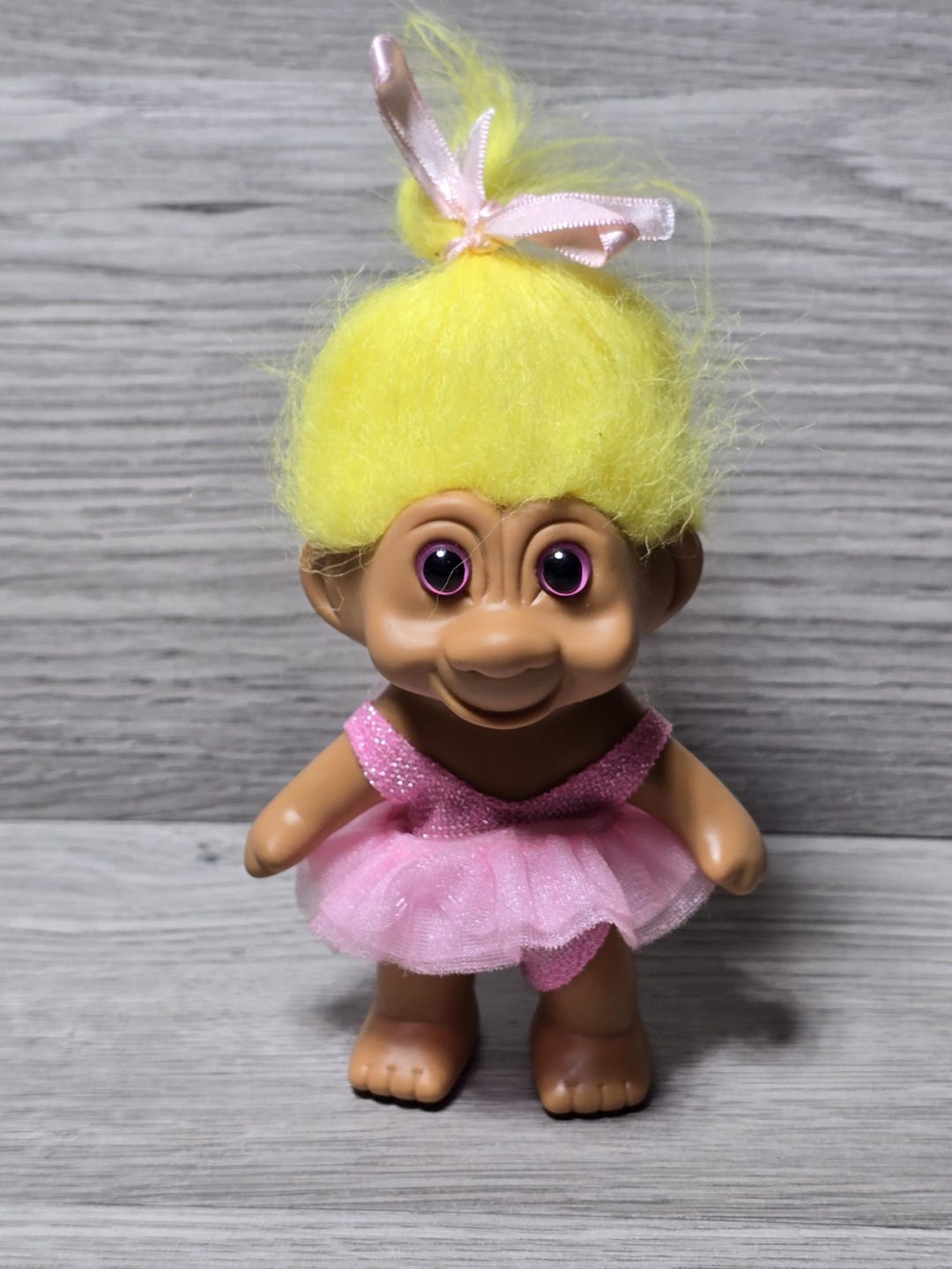 1991 Ballerina Troll Doll 5” Yellow Hair Pink Eyes Pink Tutu TNT - Etsy