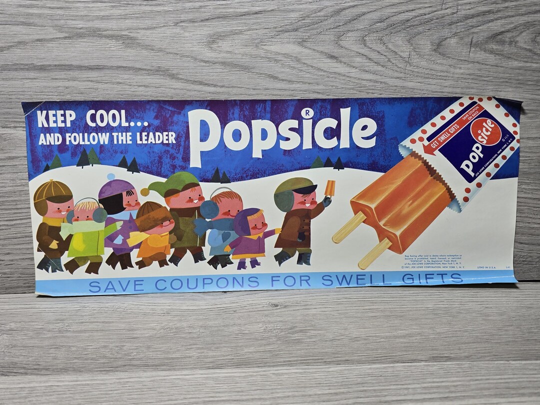 1961 Original Popsicle Promo Paper Store Display Sign Old Store Stock ...