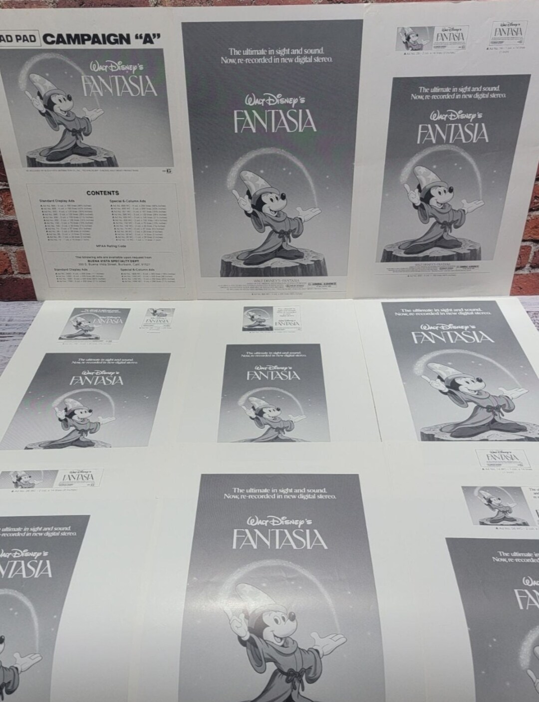 Vintage Disney Fantasia Movie Ad Pad Campaign 9 Mini 10x15 Posters - Etsy