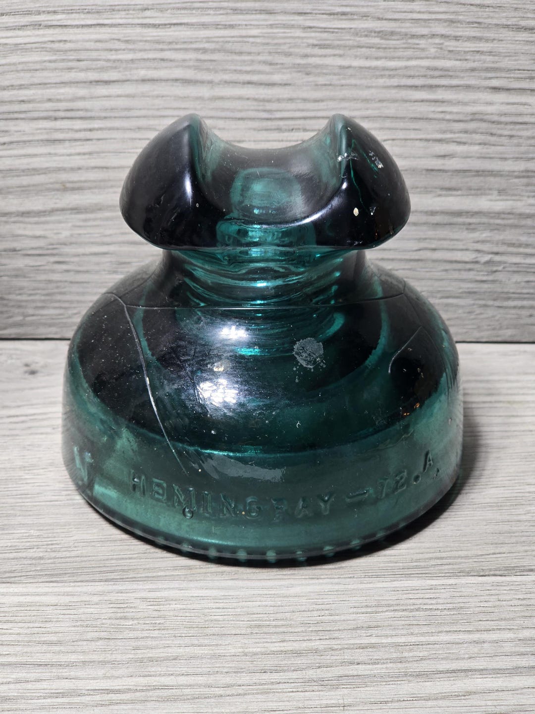 Dazzling Turquoise Hemingray 72 A Glass Saddle Groove Insulator Made in ...