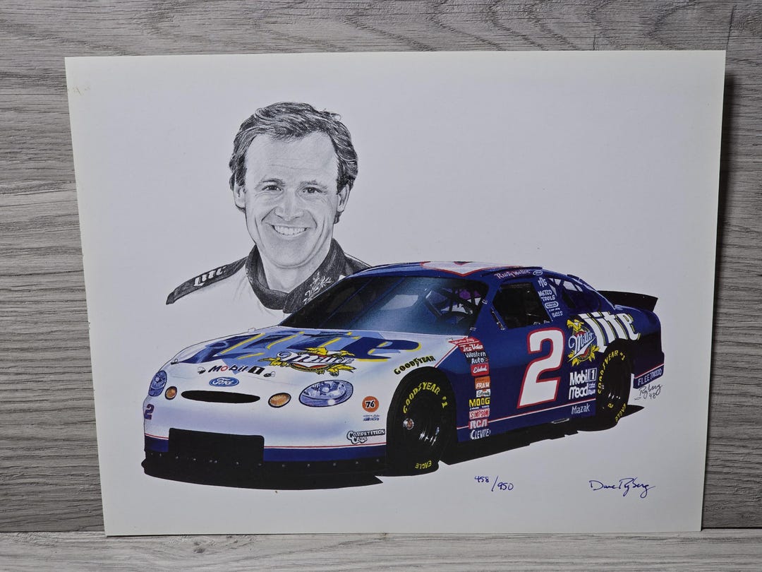 1998 Nascar Rusty Wallace 8"x10" Limited Edition Lithograph Signed by ...