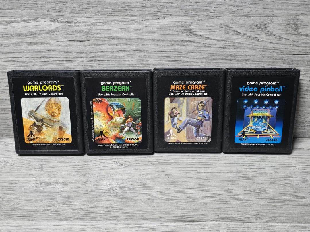 Atari 2600 Game Cartridge Lot of 4 Maze Craze Berserk Warlords Pinball ...