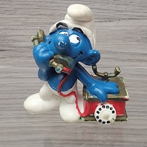 1980 Smurf on Phone Peyo Schleich Hong Kong Smurfs - Etsy
