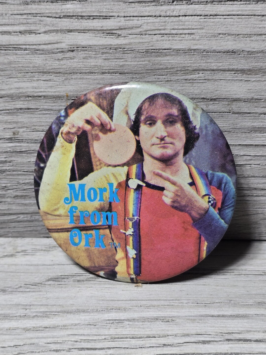 1970s Mork From Ork Original Pinback Button Mork and Mindy Robin ...