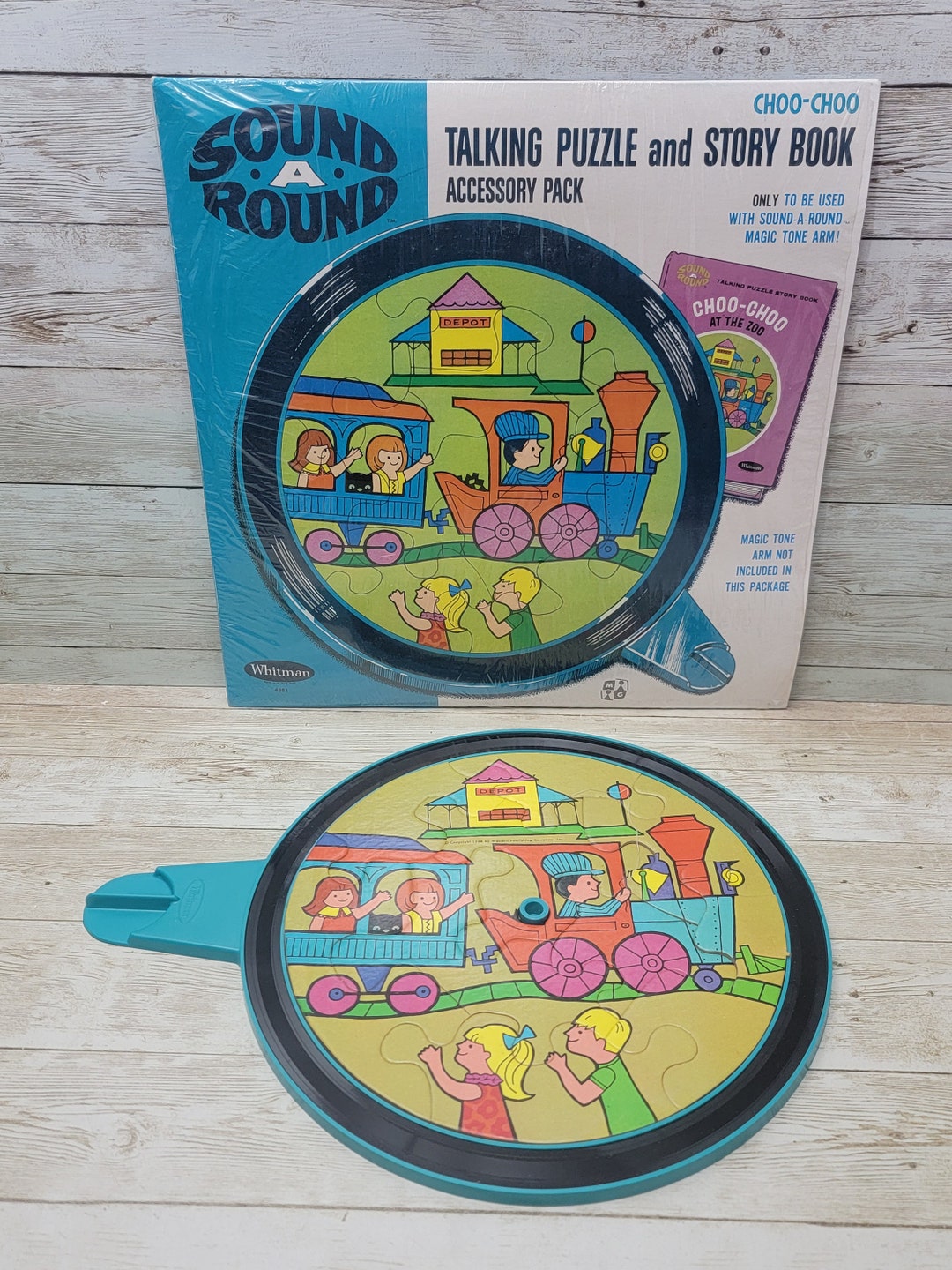 1968 Sound A Round Talking Record Puzzle Book Whitman Choo Choo at the ...
