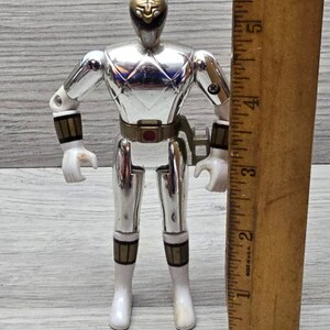 1995 Power Rangers Mighty Morphin White Ranger Chrome 5 1/2 Action ...