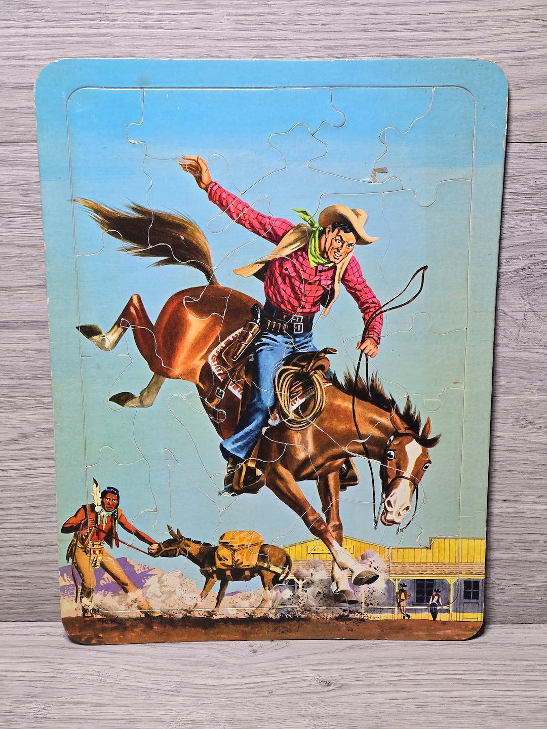 1952 Chief Picture Puzzle Rodeo Cowboy & Indian Western Unique Pieces ...