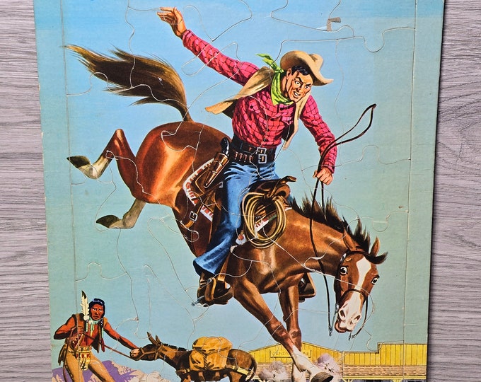 1952 Chief Picture Puzzle Rodeo Cowboy & Indian Western Unique Pieces ...