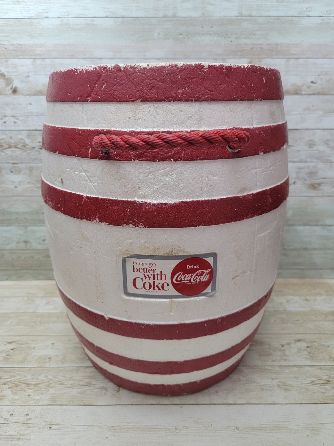 1960s HTF Coca Cola Cooler Styrofoam Barrel It’s the Real Thing Coke - Etsy