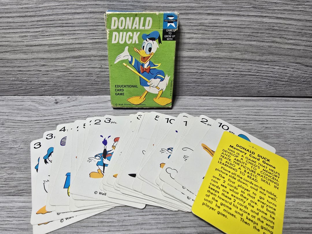 1968 Walt Disney Donald Duck Educational Card Game - Etsy