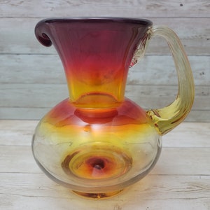Vintage Blenko Hand-blown Amberina Tangerine Glass Pitcher - Etsy